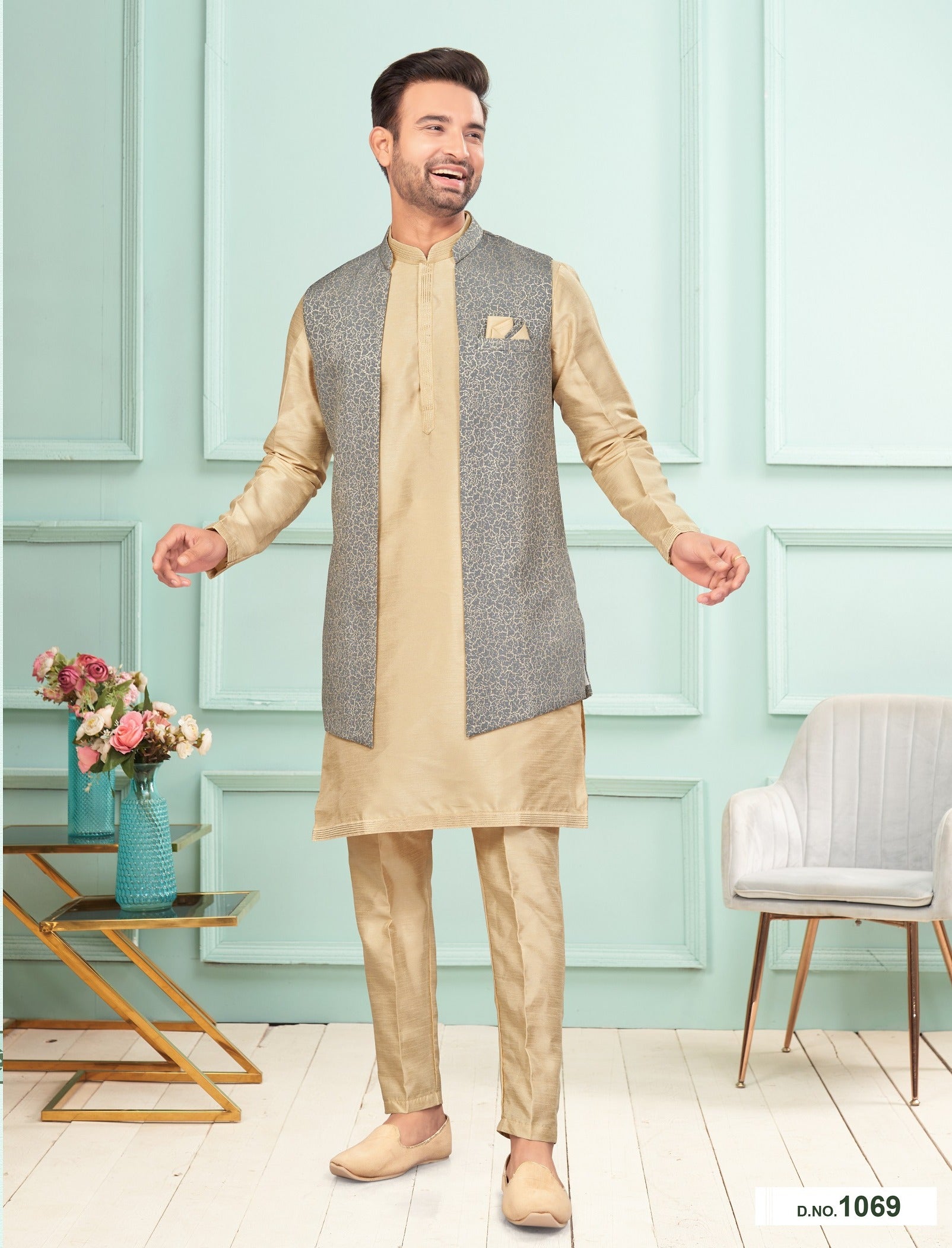 Traditional Kurta Pyjama With Jacket – Sudarshansarees